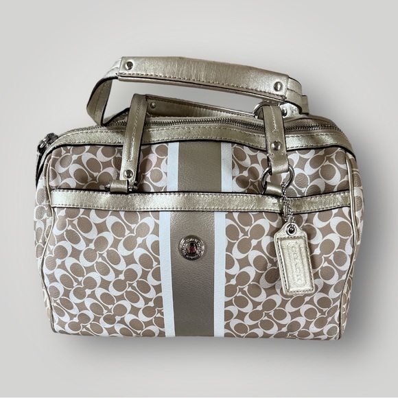 Coach | Bags | Coach Chelsea Heritage Signature Stripe Satchel | Poshmark